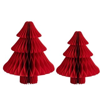 Generic Waben-Weihnachtsbaumdekoration, 3D-Papierb&auml;ume, Herzst&uuml;ck (Rot S und L)