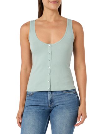Pinko Damen Dogville Tanktop aus leichtem Rippstrick Tr&auml;gershirt/Cami Shirt, E68_bruma Grau, Medium