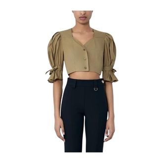 Chlo&eacute; Strukturierte- Cropped Bluse - - Blouses & Shirts - Damen - Braun - XS