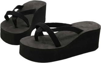 Soimiss Sandales Compens&eacute;es Femme Talon Antid&eacute;rapantes Style Boh&egrave;me Confortables Plage et Quotidien Noir