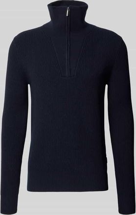 Bugatti Strickpullover aus Woll-Mix mit Troyer-Kragen