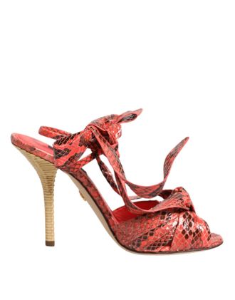 Dolce & Gabbana Python Leather Heel Sandal - Coral