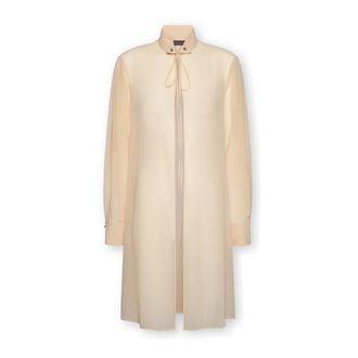 Elena Miro Long Georgette Shirt - - Blouses & Shirts - Damen - Beige - M