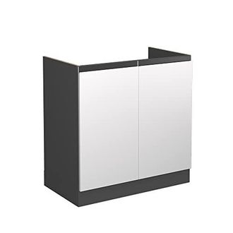 Vicco Meuble Bas sous-&eacute;vier R-Line, Blanc/Anthracite, 80 cm J-Shape, sans Plan de Travail