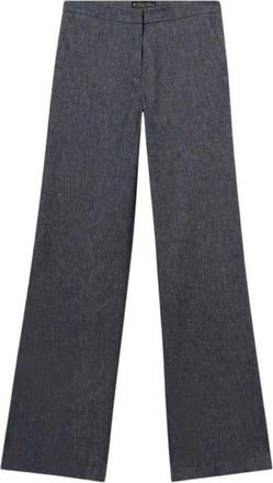 Brooks Brothers Femme, Pantalons, Bleu, Taille: 40 FR Straight Fit Cotton Linen Twill Pantalons