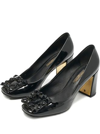 Louis Vuitton escarpins en cuir &agrave; talon 80 mm - Noir