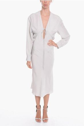 Super Blond Viscose-crepe GREBSEH Long Dress with Cut-out Detail size 38