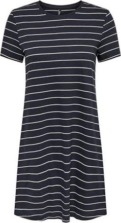 Only Onlmay Life S/S Pocket Dress JRS Robe en Jersey, Night Sky/Stripes : Cloud Dancer (Nadia), M Femme