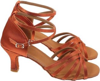 Frcolor Chaussures de Danse Latine Femme Satinées à Talons Ouverts Élégantes et Faciles à Porter Style Serpent pour Danse et Banquets