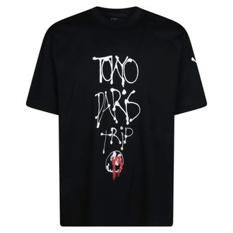 Yohji Yamamoto Homme, Tops, Noir, Taille: S Tee Manches Courtes Graphisme Urbain