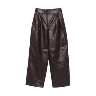 Frankie Shop Jeva Hose mit doppelten G&uuml;rtelschlaufen aus Kunstleder - - Trousers - Damen - Braun - M