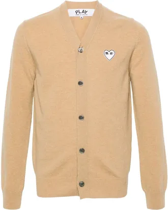 Comme Des Gar&ccedil;ons u V-neck Cardigan White Emblem Knit