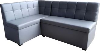 Rodnik Eckbank Komo, Sitzbank GRAU, Kunstleder, Stauraum, Truhenbank 167x121 cm (kurzer Schenkel Links)