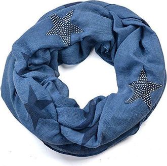 Miobo écharpe boucle étoilée, large et légère, nombreuses couleurs vives disponibles - Bleu - One Size