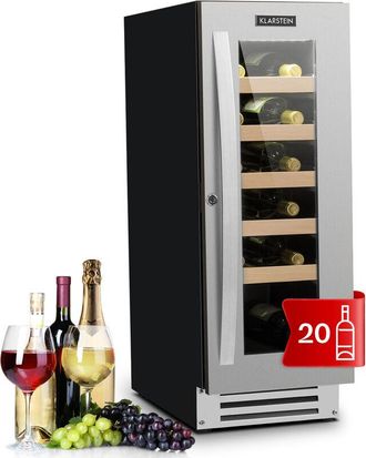 Klarstein Vinovilla 20 Built-In Weink&uuml;hlschrank 50l / 20 Flaschen Glast&uuml;r Edelstahl