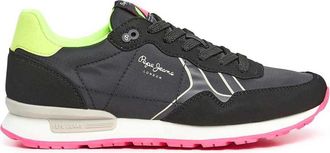Pepe Jeans London Damen Brit Neon W Sneaker, Schwarz (Schwarz), 3
