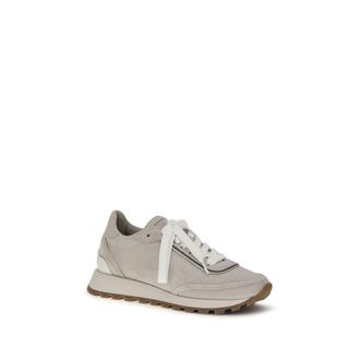 Brunello Cucinelli Womens Gray Calf Leather Bos Taurus Athletic Sneakers