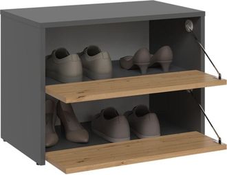 MODO Modo - Schuhschrank mit 2 B&ouml;den, Eiche Anthrazit, handgefertigt f&uuml;r Home Office