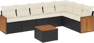 vidaXL Vidaxl - Set Divani Da Giardino Con Cuscini 8 Pz Nero In Polyrattan