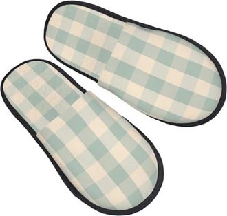 Generic Pantoufles Unisexes Gingham Vert Chaussons Doubl&eacute;es En Peluche Automne Hiver Pantoufle, Pour Mariage, Int&eacute;rieur Ext&eacute;rieur, Femmes, L