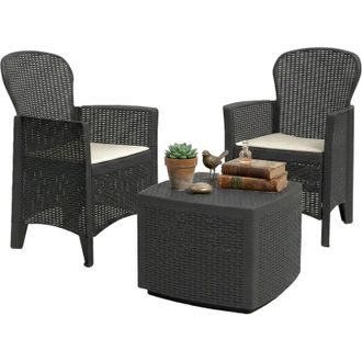 Dmora Anny Garten-Lounge-Set, Outdoor-Sitzgruppe f&uuml;r 2 Personen, Schwarz