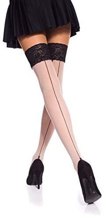 Romartex Bas autofixant 20 deniers avec coutures arri&egrave;re, 6 couleurs Taille S-XL - Ecru - Large