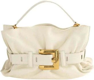 Balmain Sac &agrave; main en cuir &eacute;cru