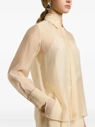 PESERICO Womens Sheer-Panel Collared Shirt Aw25 W
