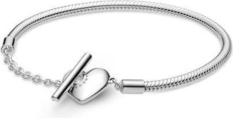 Pandora Pandora Icons Bracelet maille serpent en argent sterling, fermoir en T coeur, 20
