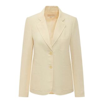 Michael Kors Femme, Vestes, Jaune, Taille: 40 FR Blazer &agrave; Poches Plaqu&eacute;es en Lin et Coton