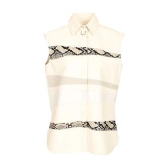 Durazzi Milano &Auml;rmelloses Lederhemd - - Blouses & Shirts - Damen - Wei&szlig; - S