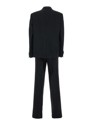 Gucci Mens Black Double-Breasted Suit With G Detail Wool Suits