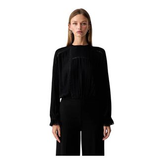 Twinset Viskose-Bluse mit Spitzendetails - - Blouses & Shirts - Damen - Schwarzk - S