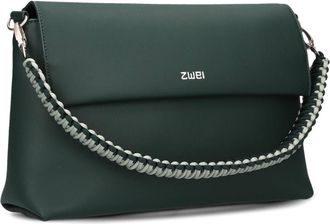 zwei Damen Schultertasche Yuna YU60 Handtasche 3 Liter klassisch elegante Abendtasche mit Magnetklappe & Reißverschluss Schlüsselband kurzer geflochtener +