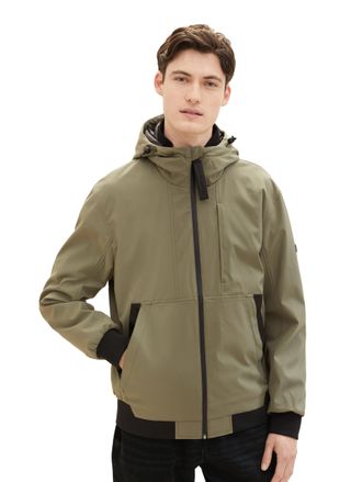 Tom Tailor Tom Tailor Denim Herren Softshell-Jacke mit Kapuze, 10415 - Dusty Olive Green, XXL