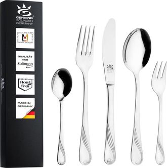Gehring Gehring Solingen Besteck Set Dolce 30-teilig I Edelstahlbesteck I hochwertiges Essbesteck inklusive 6 Solinger Men&uuml;messer I Besteck Set 6 Personen I s