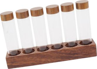 Dioche Bean CellaKaffeebohnen-Aufbewahrungsr&ouml;hren mit Walnussholzst&auml;nder - Elegante Glaskeller f&uuml;r K&uuml;che und Caf&eacute;s - Einzeldosis-Kaffeebohnenbeh&auml;lter-Set (Ei