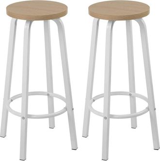 Woltu Woltu - Lot de 2 Tabourets de Bar Bistrot Siège en mdf - Structure en métal - Tabouret de cuisine - 30 x 30 x 72 cm - Chêne Clair