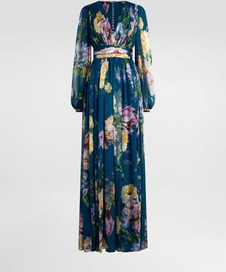 Dolce & Gabbana Peony-print Chiffon Dress - Frau Collection Multicolor 46