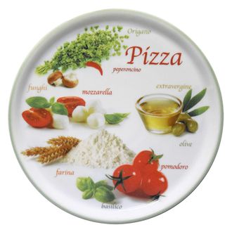 MamboCat Pizzateller Napoli Green &Oslash; 33,8 cm I Servierplatte mit Motiven I Vorspeisen Platte zum Anrichten f&uuml;r Antipasti oder Tomate-Mozzarella I bunter Motivte