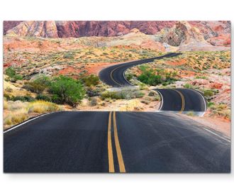 Paul Sinus Art Leinwandbilder | Bilder Leinwand 120x80cm einsamer Highway in Nevada