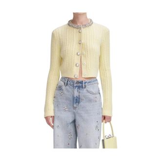 Self Portrait Alpaka-Cardigan - - Knitwear - Damen - Gelb - L