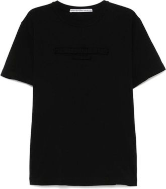 Alexander Wang Femme, Tops, Noir, Taille: 36 FR T-Shirt Ras du Cou avec Logo en Relief