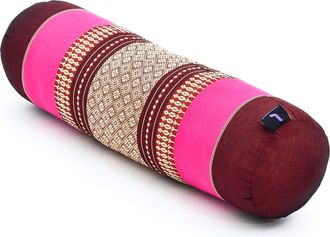 Leewadee Pilates Rolle Nackenstütze kleines Yoga Bolster Yogakissen ökologisches Naturprodukt, Kapok, 50 x 15 x 15 cm, Rotbraun Pink