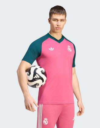 adidas Real madrid 26/27 maillot d&eacute;chauffement en rose vif / aurora ivy