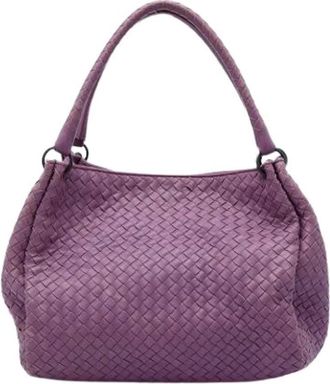 Bottega Veneta Sac cabas en cuir tress&eacute; Pre-owned - Femme - Pre-owned - Violet - Taille: ONE Size