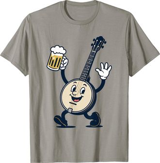 Giant Step Design Co. Cute Bluegrass Banjo Funny Folk Festival Retro Cartoon T-Shirt