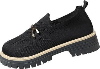 Generic Mocassins larges en maille pour femme - Bout rond - Respirants, &eacute;l&eacute;gants, antid&eacute;rapants, l&eacute;gers et confortables - Chaussures &eacute;paisses pour le travail 