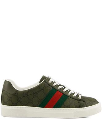 Gucci Ace Sneakers mit GG Supreme-Muster - Gr&uuml;n