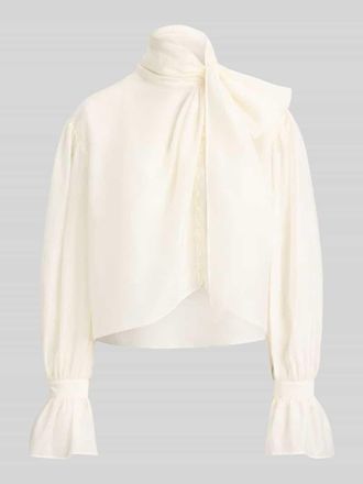 Polo Ralph Lauren Cropped Langarmbluse aus Baumwoll-Seiden-Mix